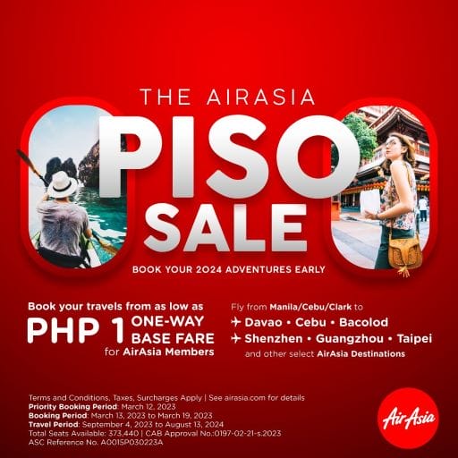 AirAsia Philippines Piso Fare Sale March 2023 - Piso Fare Promo